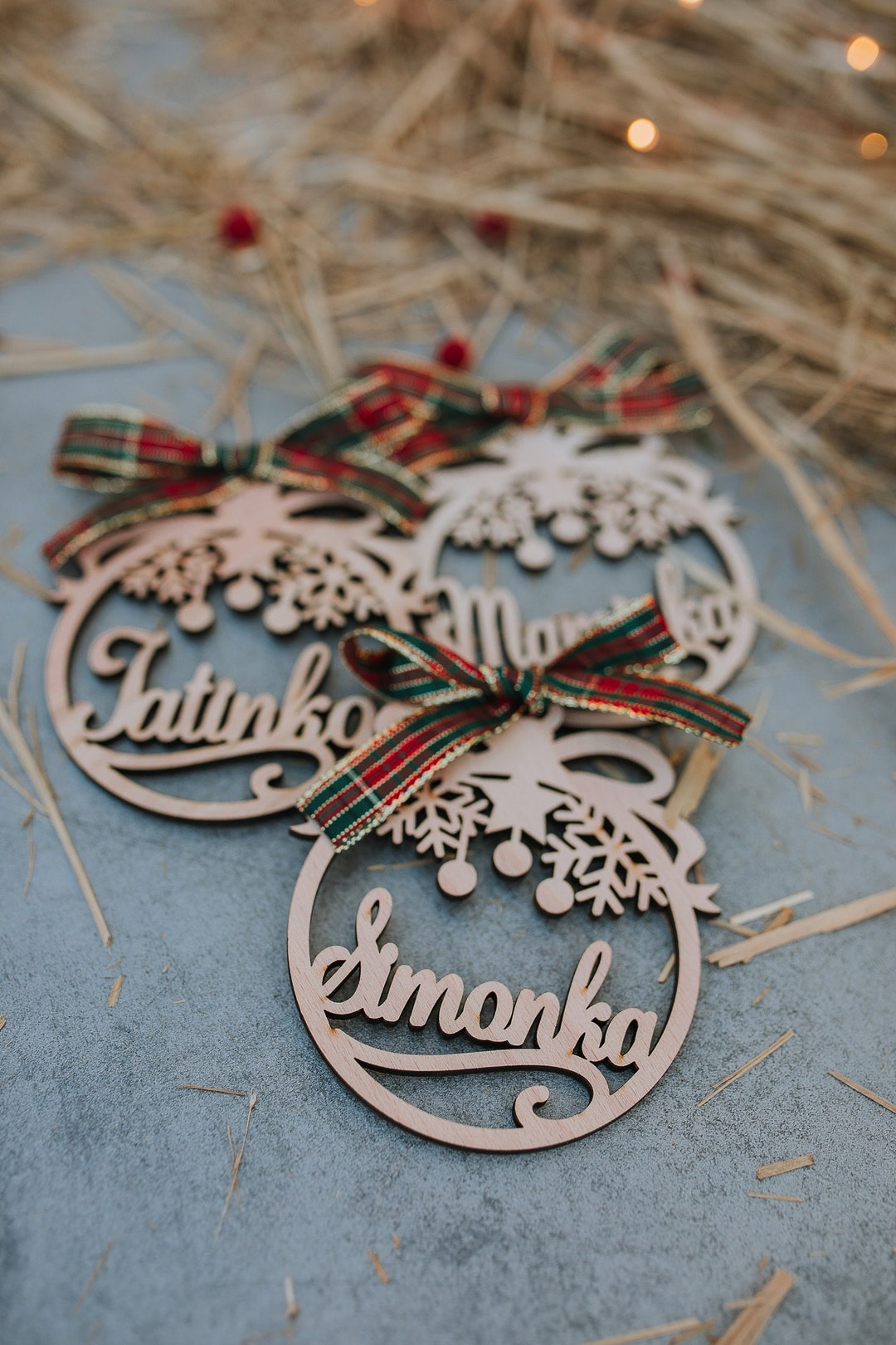 Custom Christmas Baubles With Name, CHRISTMAS Gift Tags, Laser Cut Wood ...