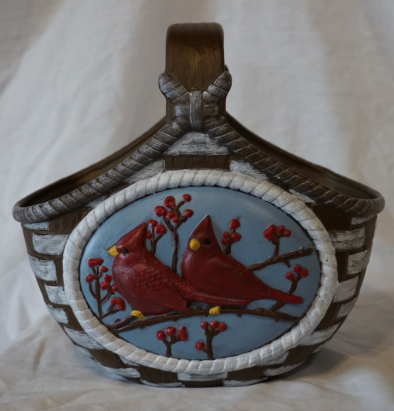 Cardinal Basket, Ceramic, Woven Basket, Hand Painted Ceramic, Home ...