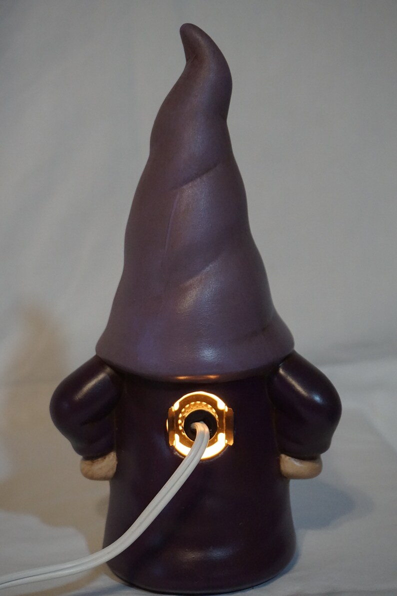 Wizard Gnome - Lighted, Light Purple Hat, Dark Purple Robe, Hand ...