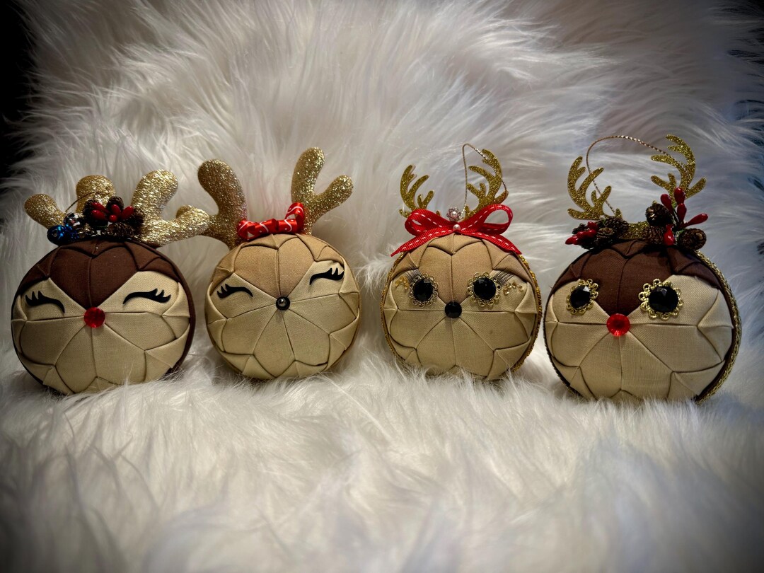 Reindeer Fabric Quilted Ornament - Etsy