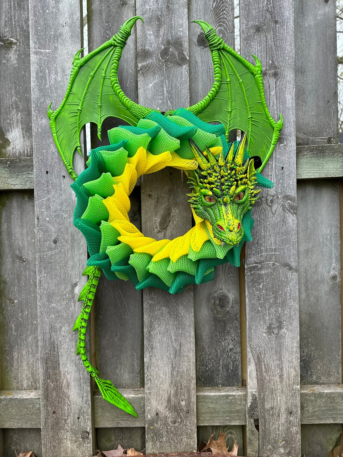 Green and Yellow Round Dragon - Etsy