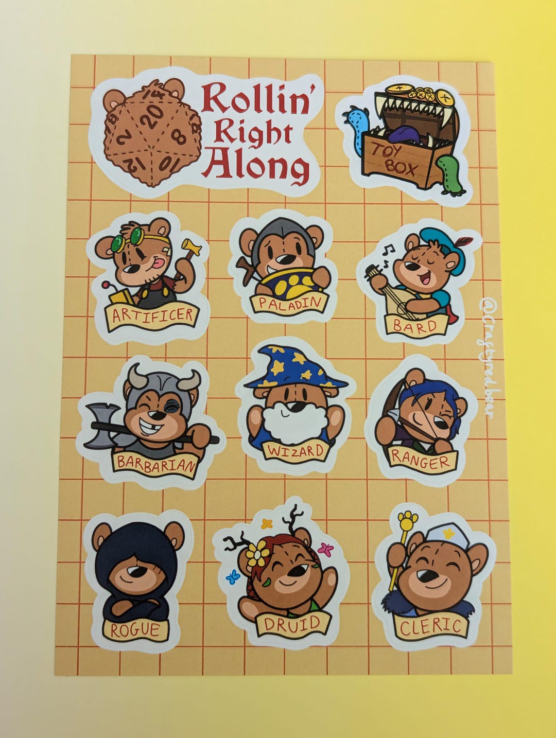 Dnd Teddy Bear A6 Sticker Sheet - Etsy