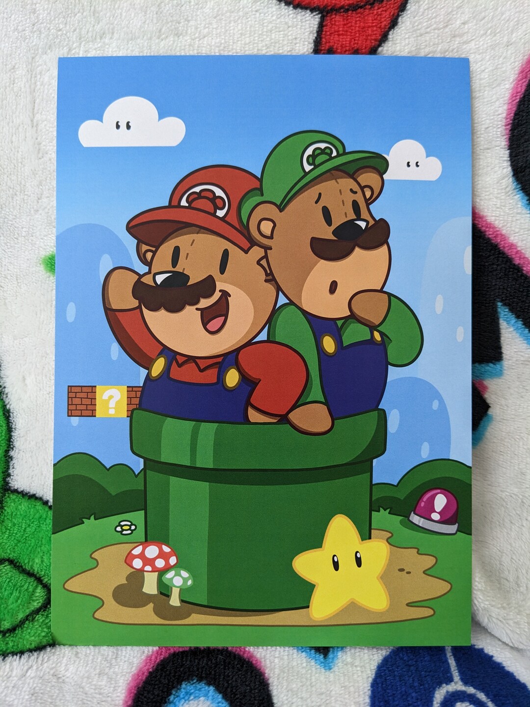 Super Mario Bros Teddy Bear A5 Print - Etsy