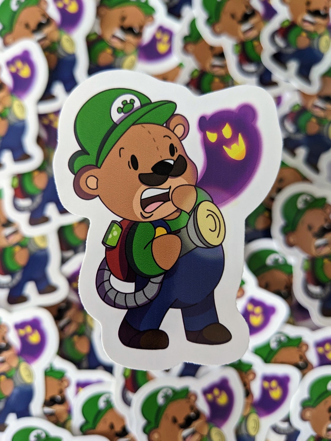 Luigi Teddy Bear Sticker - Etsy