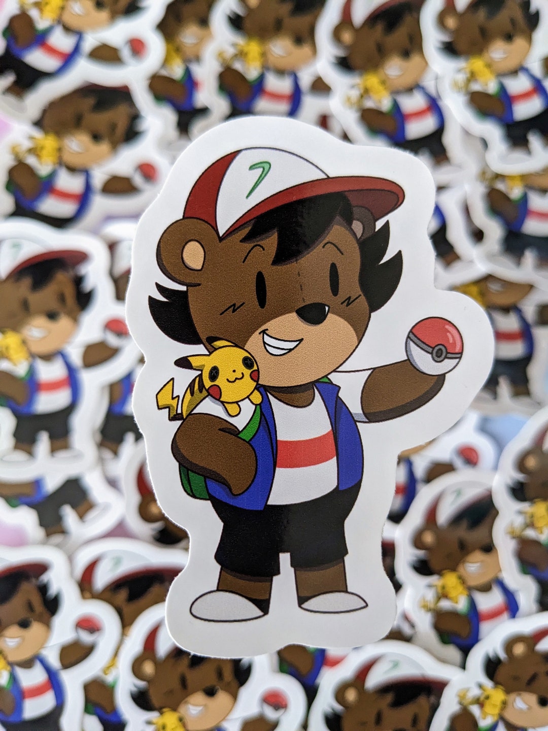 Ash Ketchum Teddy Bear Sticker - Etsy