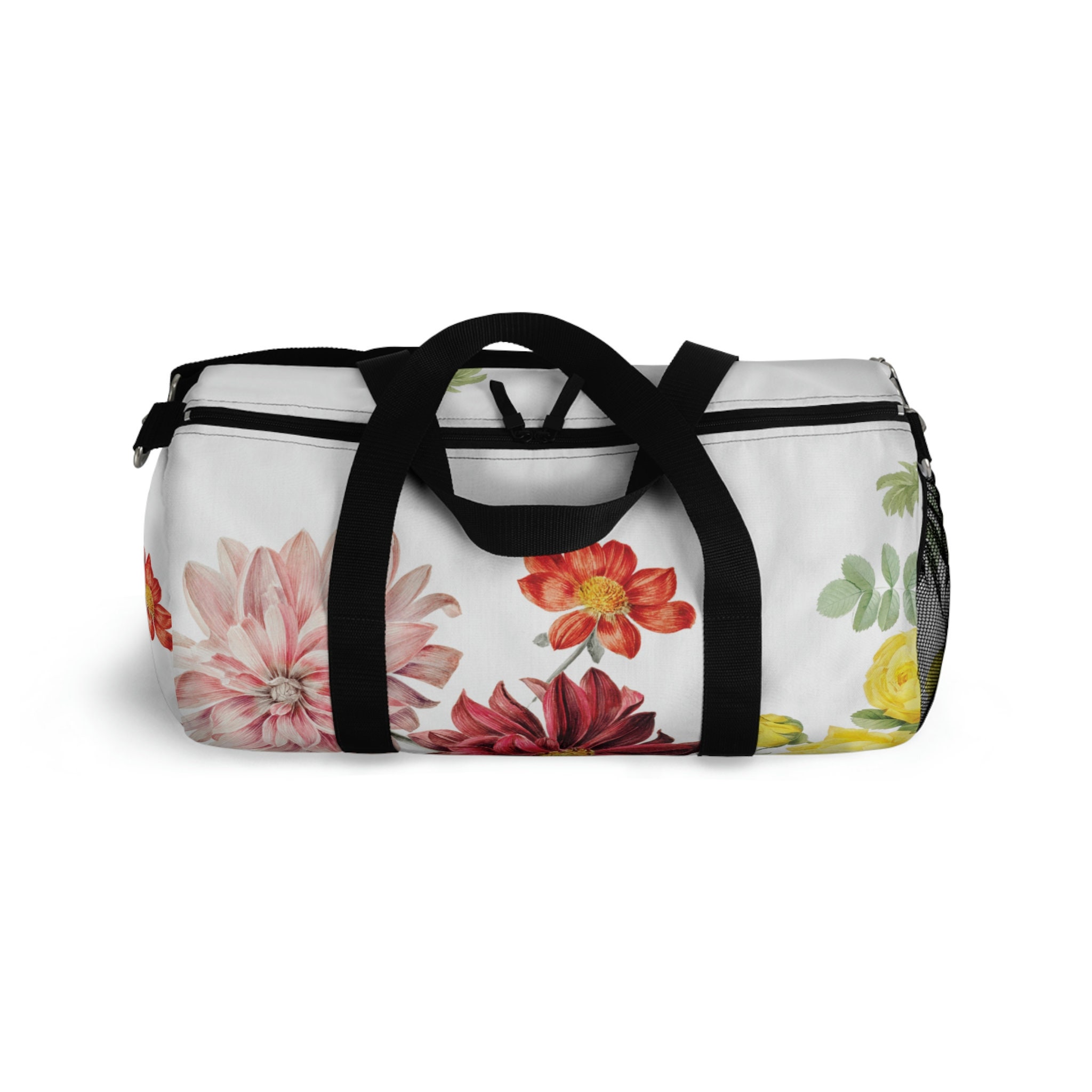 Vintage Floral Design Duffel Bag, Flower Pattern, White Lotus Inspired ...