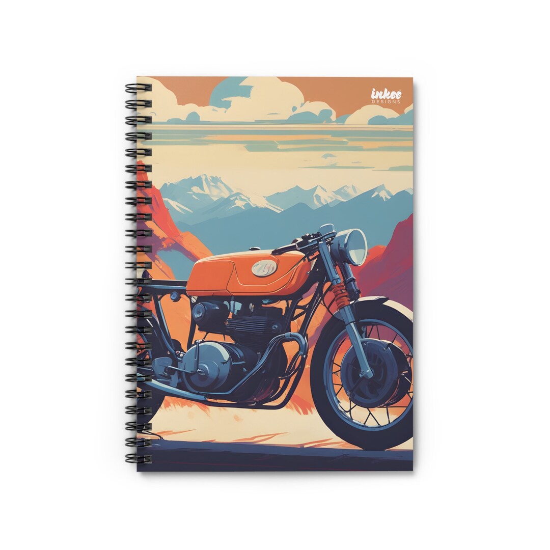 Vintage Cafe Racer, Spiral Notebook - Ruled Line, Motorcycle Art ...