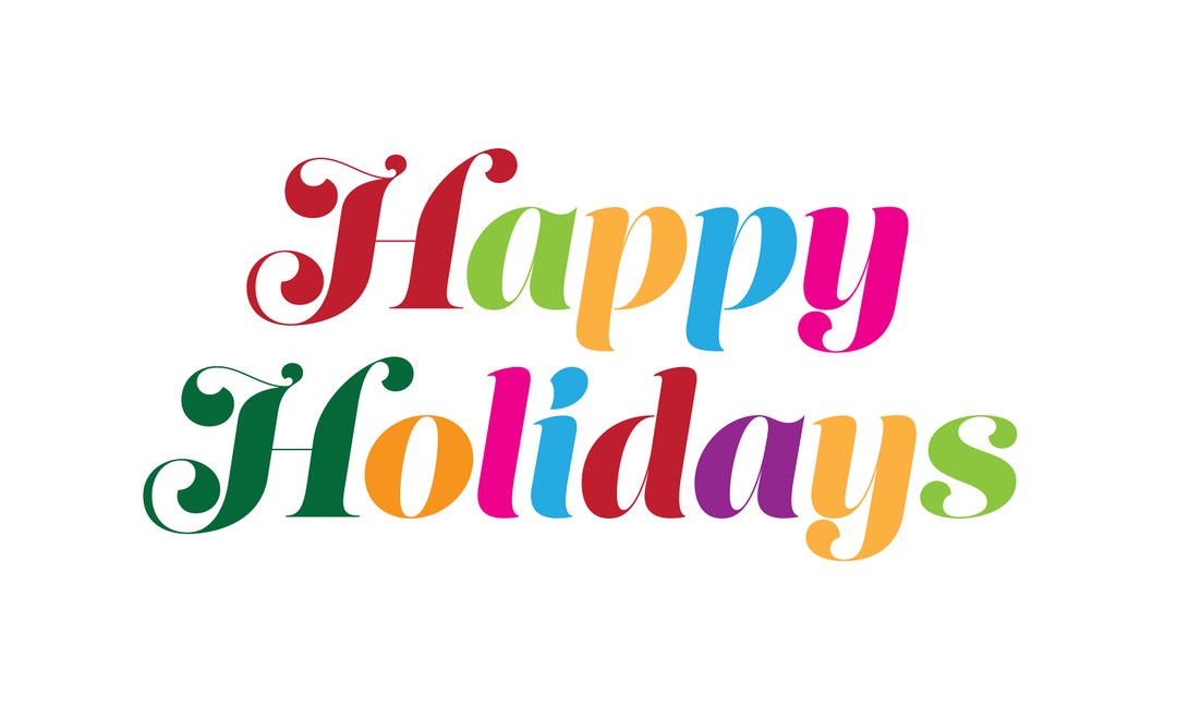 Happy Holidays, Merry Christmas, Printable, Typography Design, Colorful ...