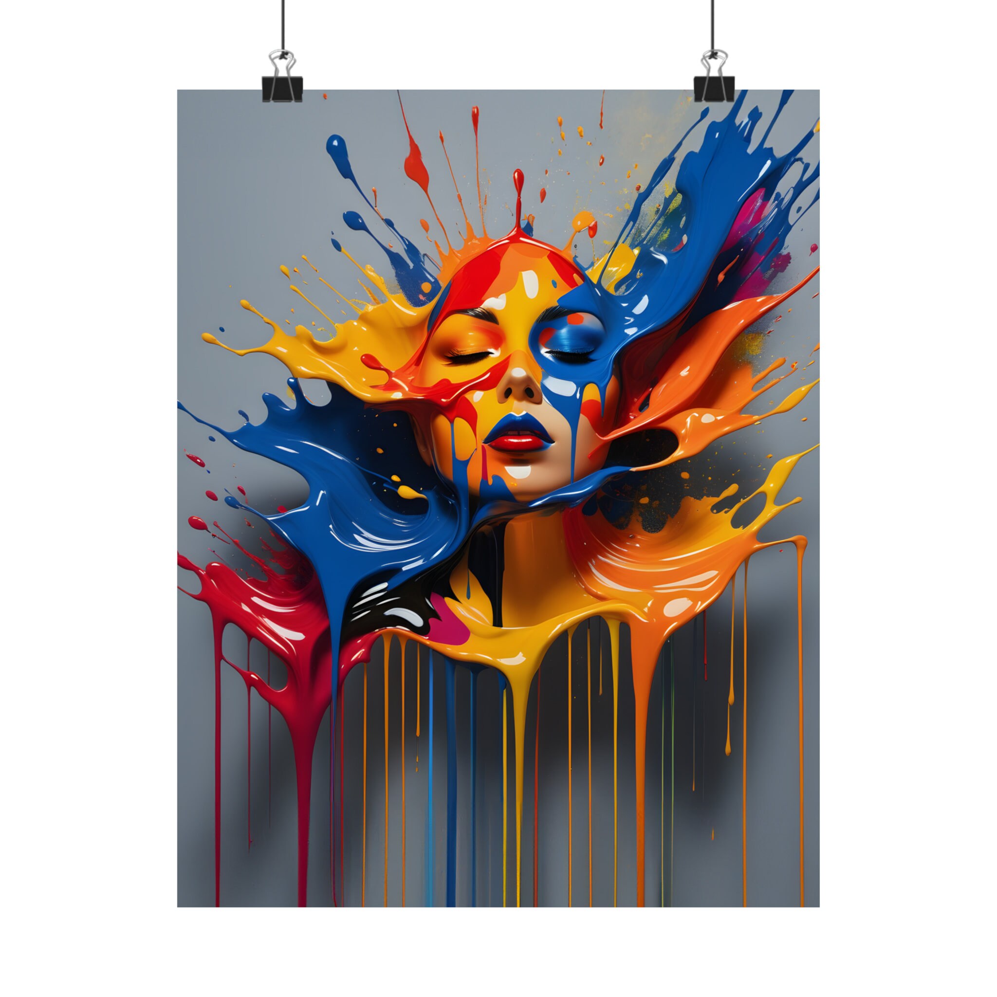 Ink Elegance: Dripping Beauty Portrait, Digital Art Poster - Etsy