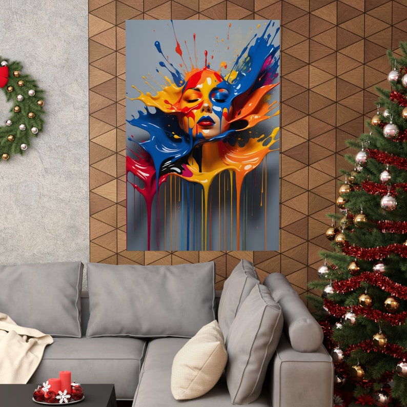 Ink Elegance: Dripping Beauty Portrait, Digital Art Poster - Etsy