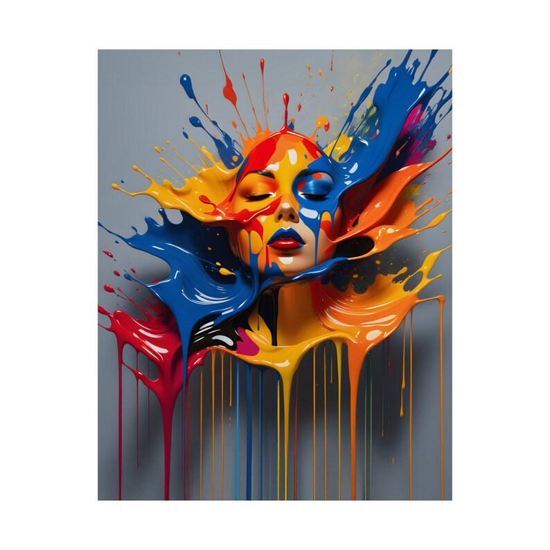 Ink Elegance: Dripping Beauty Portrait, Digital Art Poster - Etsy