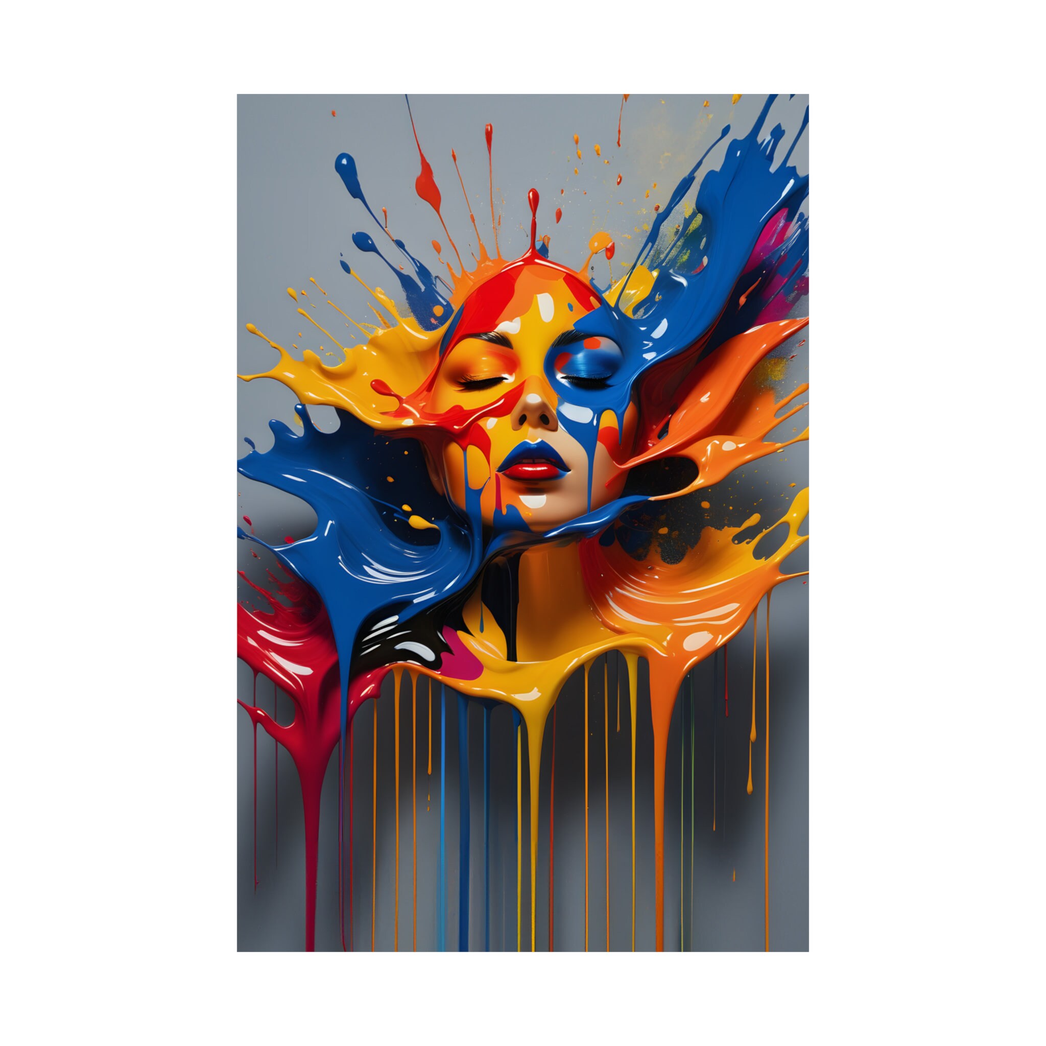 Ink Elegance: Dripping Beauty Portrait, Digital Art Poster - Etsy