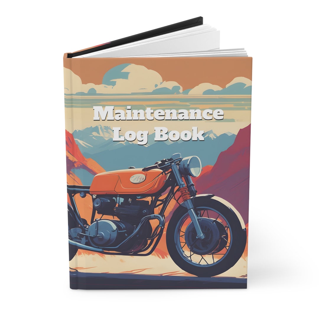 Motorcycle Maintenance Log Book, Journal Hardcover, Matte, Vintage ...
