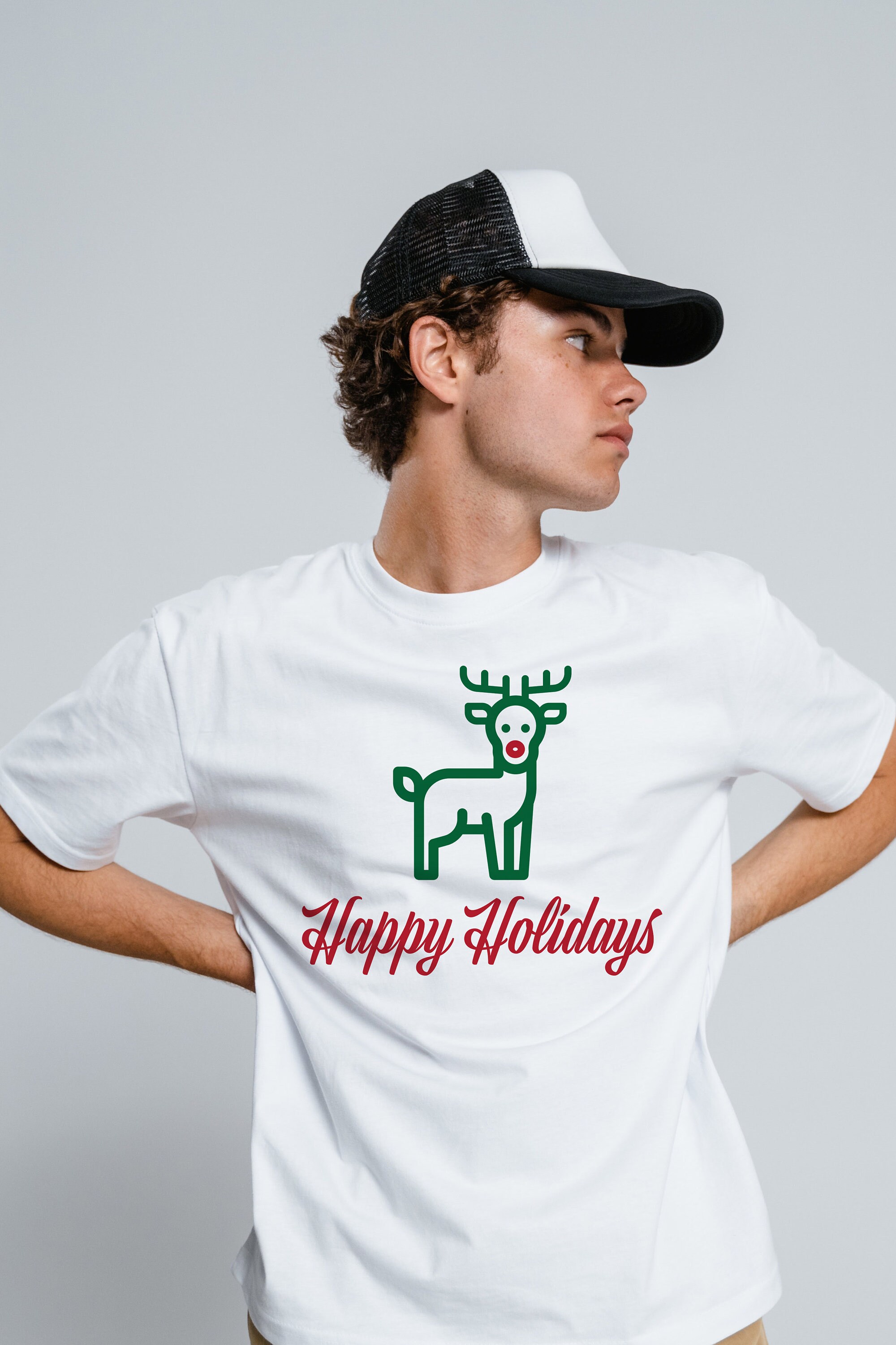 Happy Holidays Rudolph Design Printable Holiday Graphics - Etsy