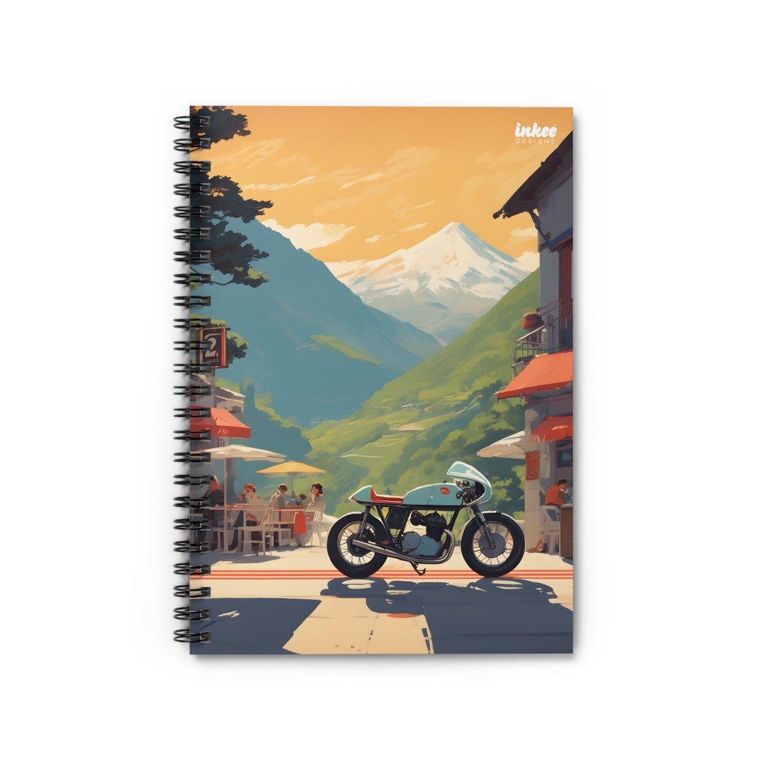 Vintage Cafe Racer, Spiral Notebook - Ruled Line, Motorcycle Art ...