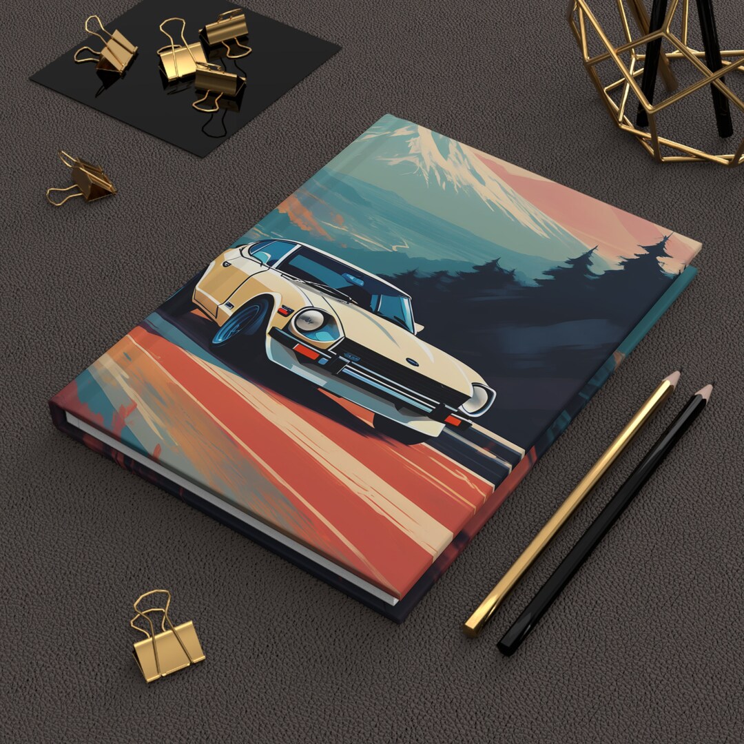 Journal Hardcover, Matte, Classic Car, Datsun 240 Z, Vintage Poster Art ...