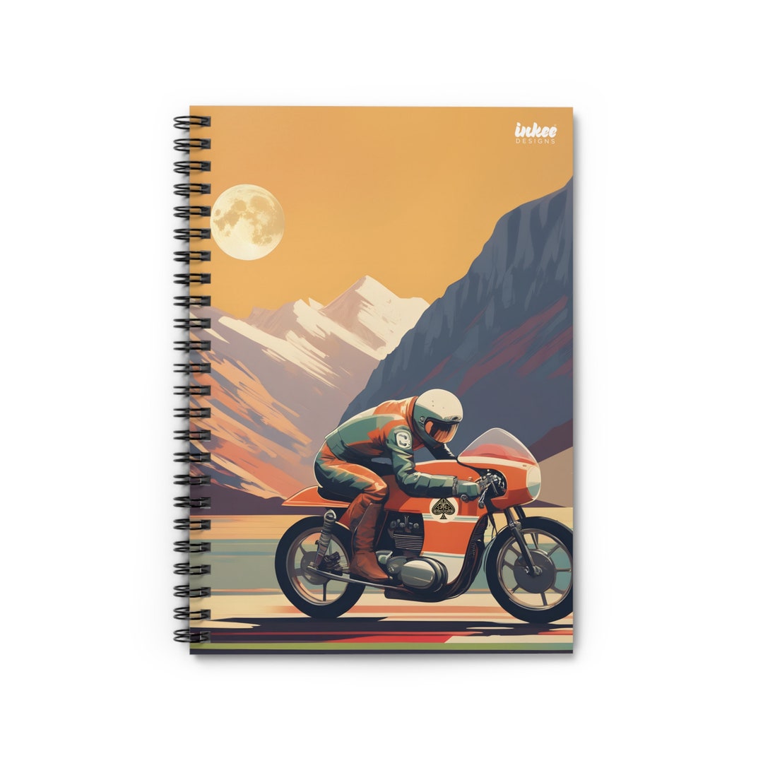 Vintage Cafe Racer, Spiral Notebook Ruled Line, Motorcycle Art, Classic ...