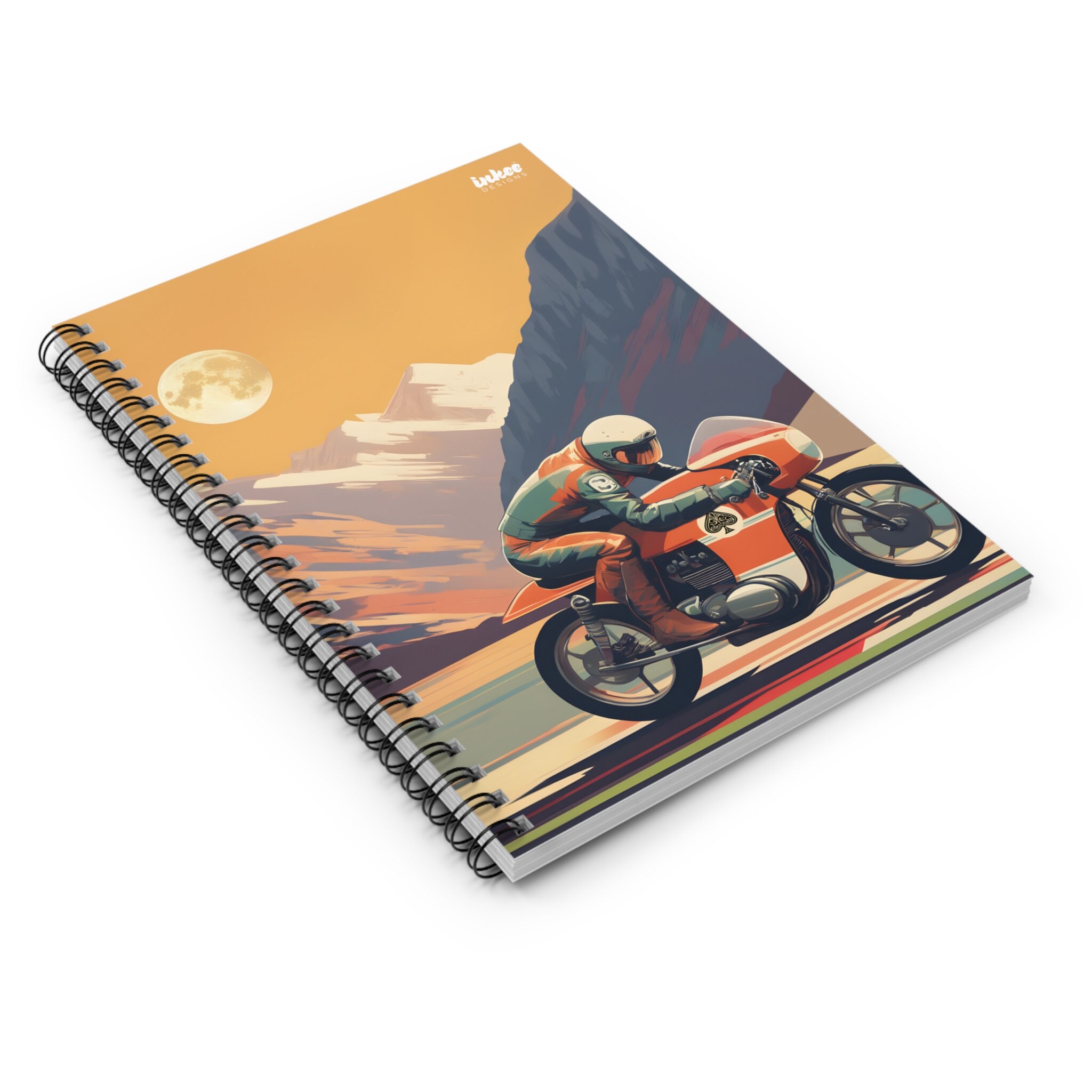 Vintage Cafe Racer, Spiral Notebook Ruled Line, Motorcycle Art, Classic ...