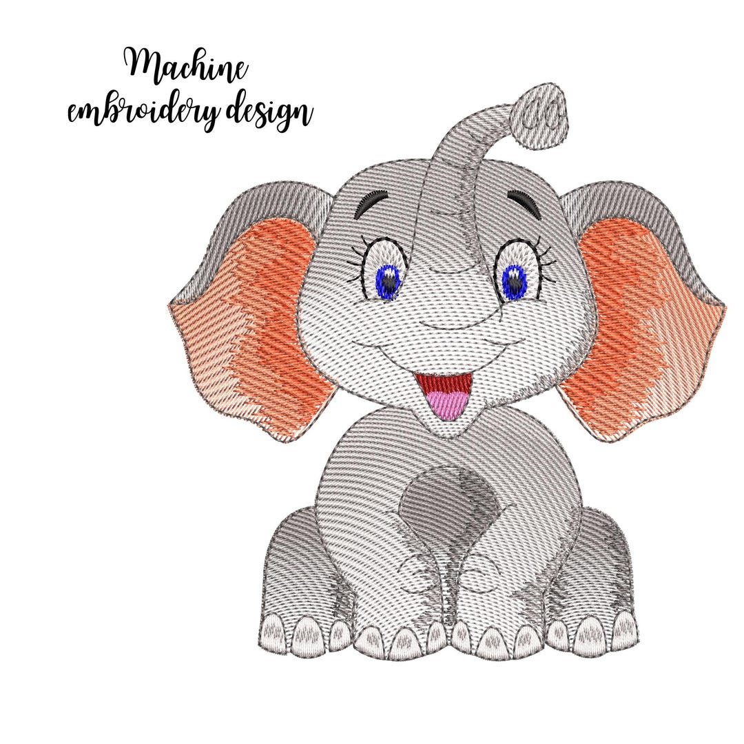 Baby Elephant Machine Embroidery Design. Baby and Kids Embroidery File ...