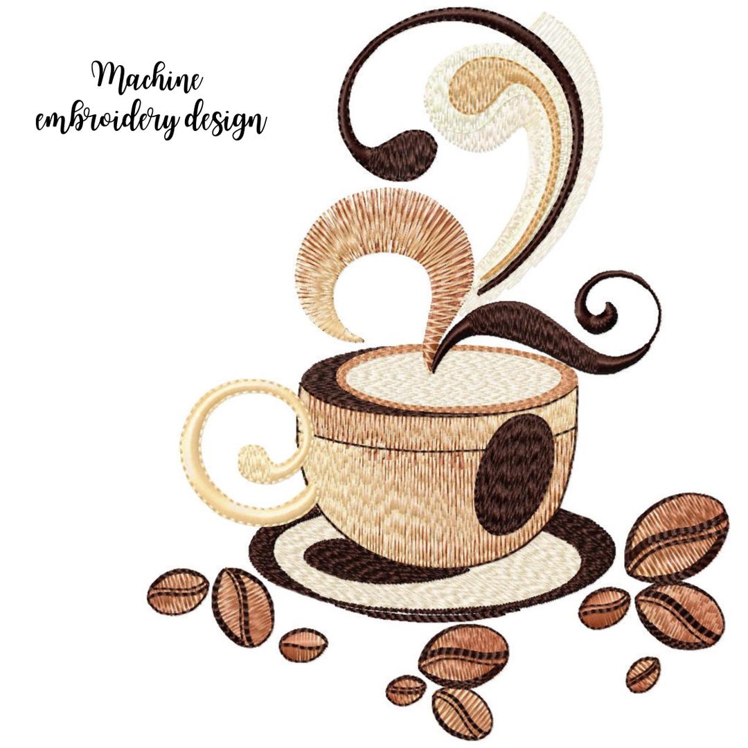 Coffee Cup Machine Embroidery Design: Coffee Lover File (instant ...