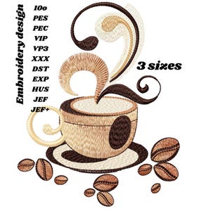 Coffee Cup Machine Embroidery Design: Coffee Lover File (instant ...