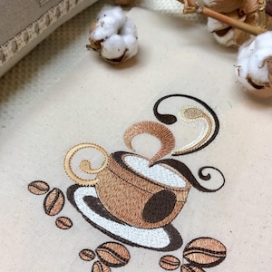 Coffee Cup Machine Embroidery Design: Coffee Lover File (instant ...