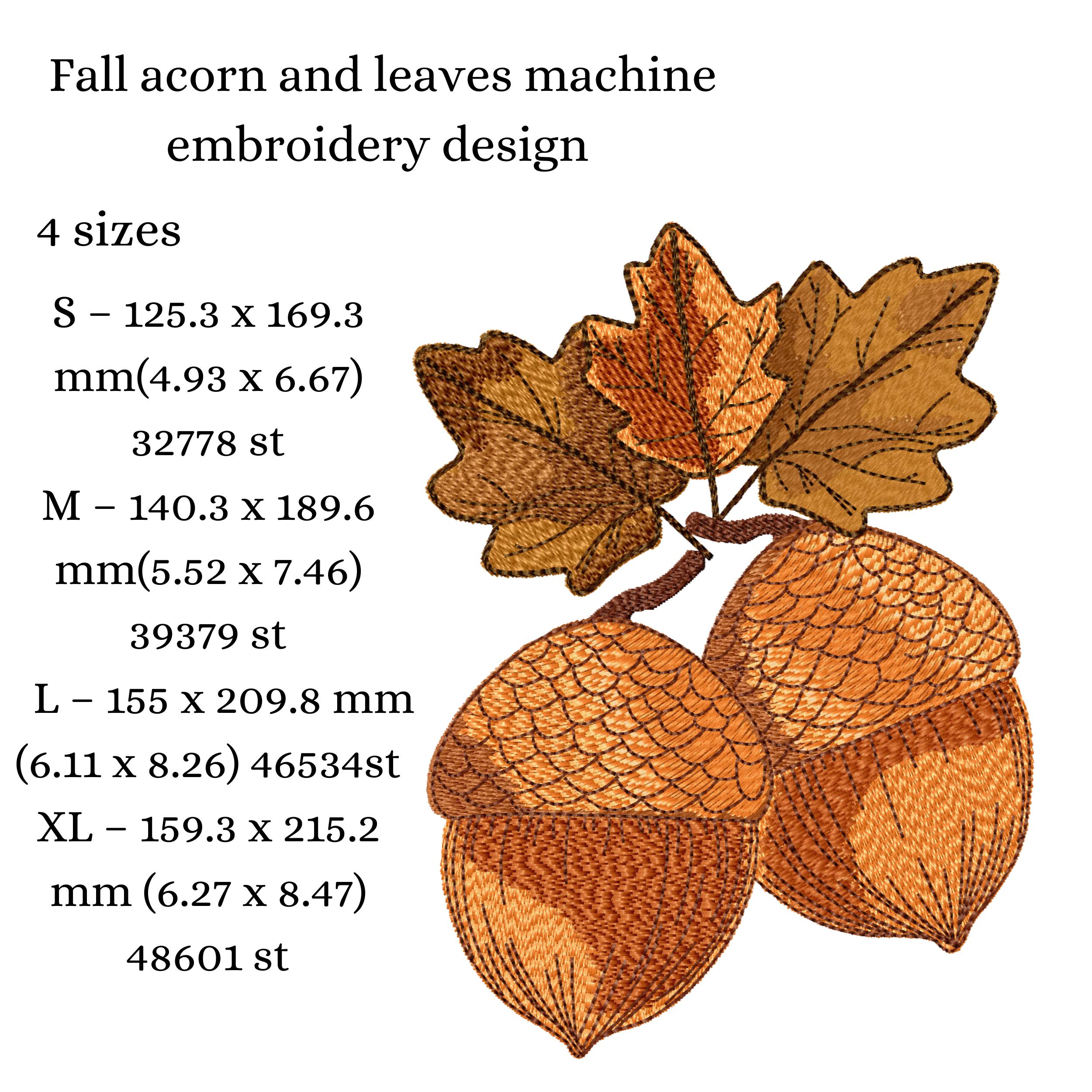 Fall Acorn Machine Embroidery Design. Fall Embroidery File. Home Decor Embroidery Design. Autumn ...