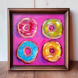 Donut Painting Food Original Art Doughnut Oil Painting Original Kitchen ...