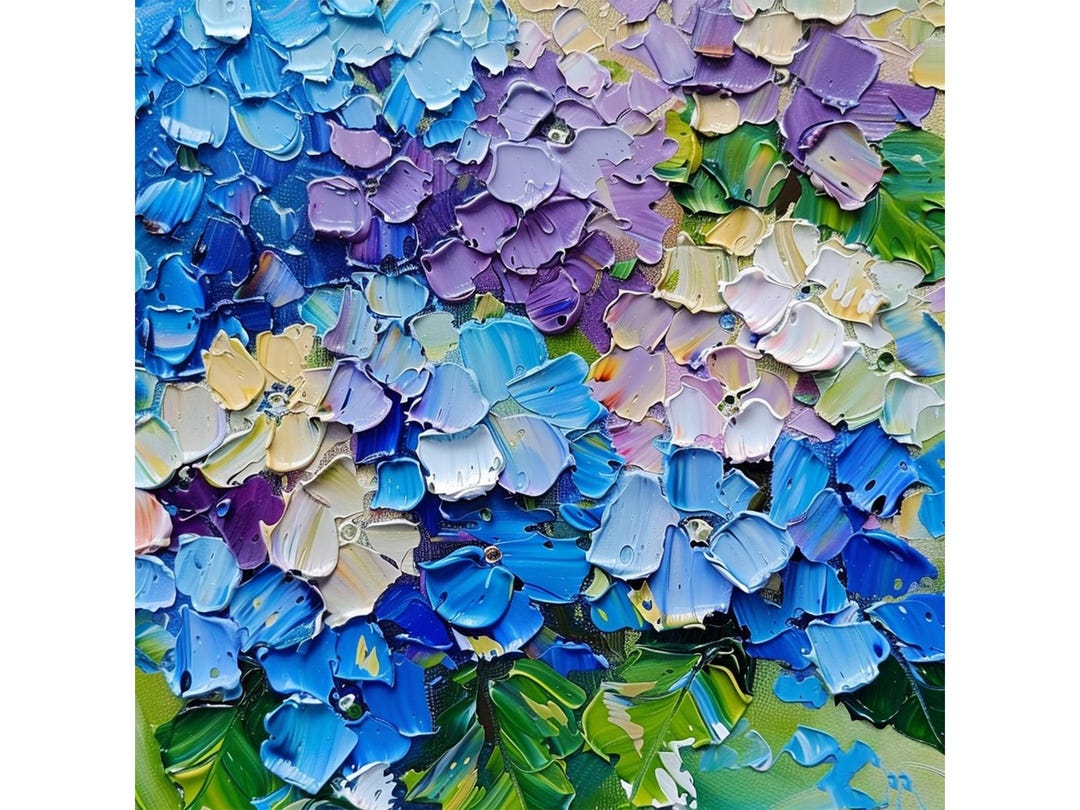 Hydrangea Flowers Canvas Original Painting Hand Painted Floral Wall Art ...