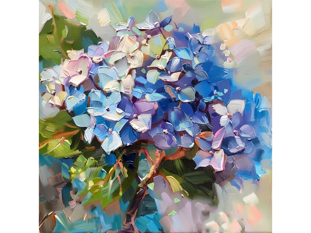 Hydrangea Original Oil Painting Floral Wall Decor Flowers Impasto ...