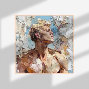 Blonde Angel Male Body Painting on Canvas Male Body Impasto Original ...