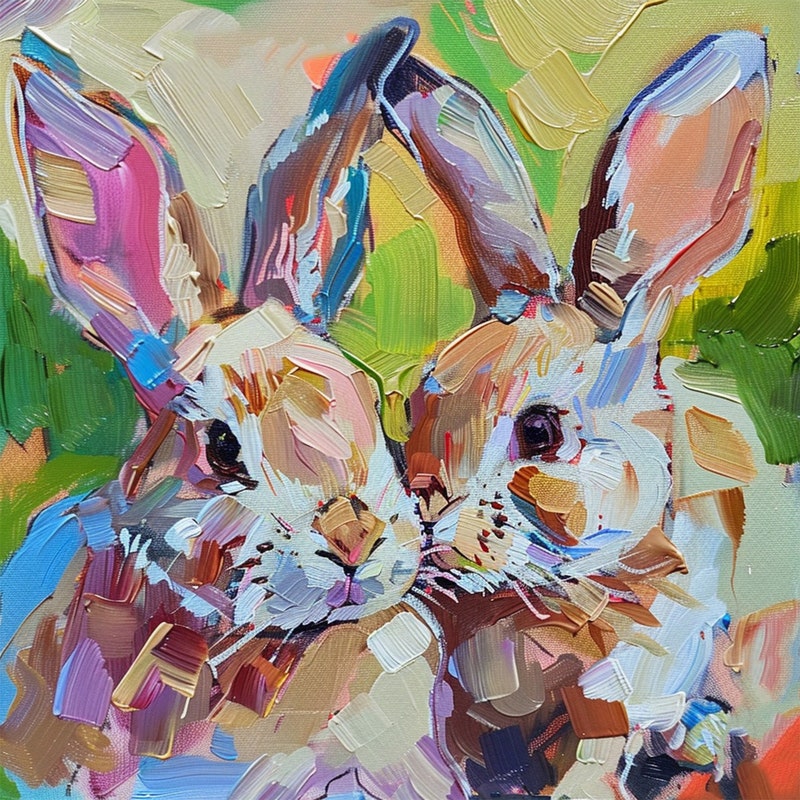 Rabbit Oil Painting - Etsy