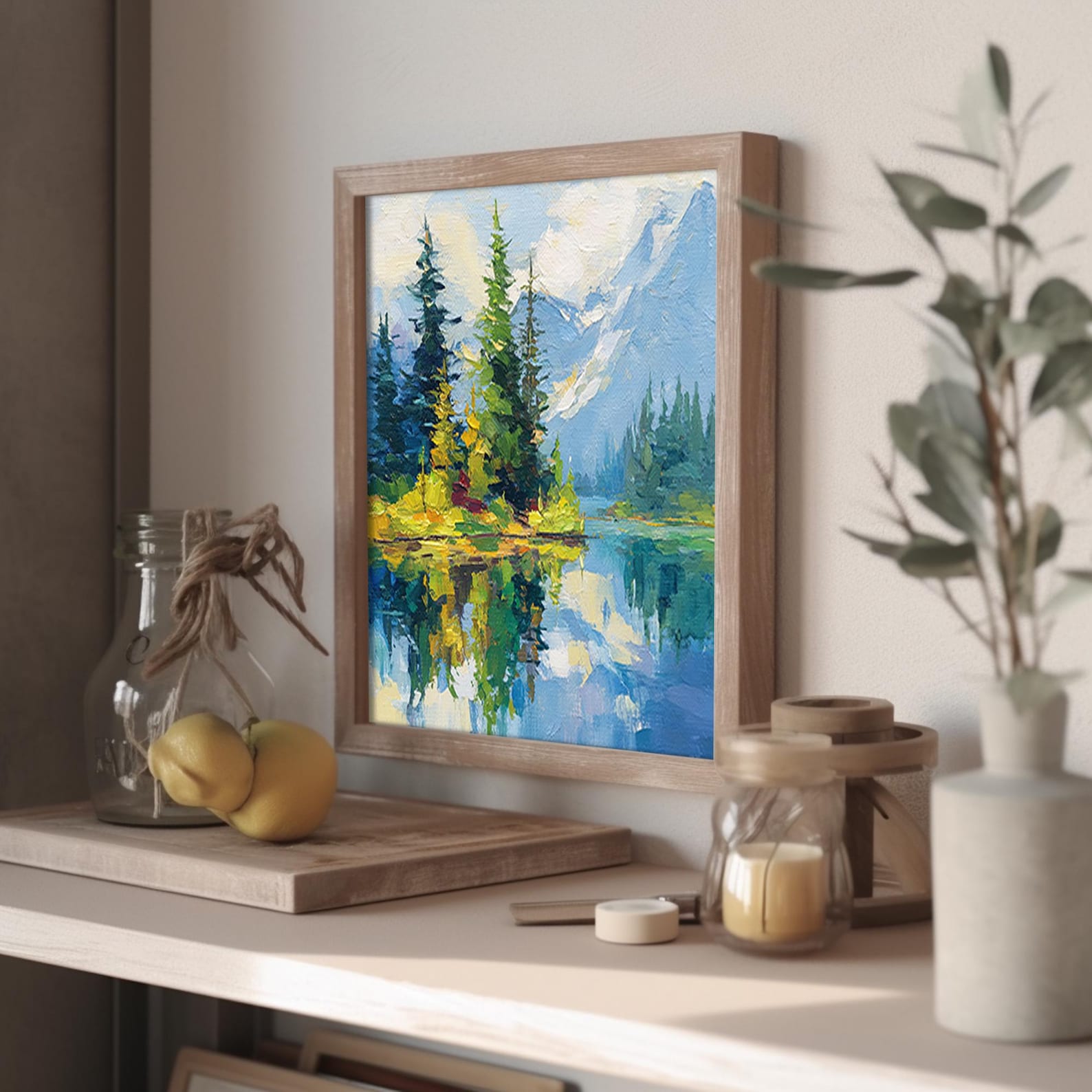 Colorado Mountain Lake Oil Painting: Rocky Mountain Pine Tree Landscape ...
