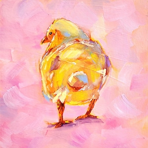 Chick Painting on Canvas Chicken Original Art Farm Animals Oil Painting ...