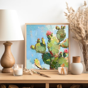 Cactus Painting Arizona Original Art Cactus Flowers Impasto Artwork ...