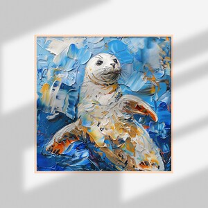 Seal Painting Sea Animals Original Impasto Art Polar Animal Artwork ...