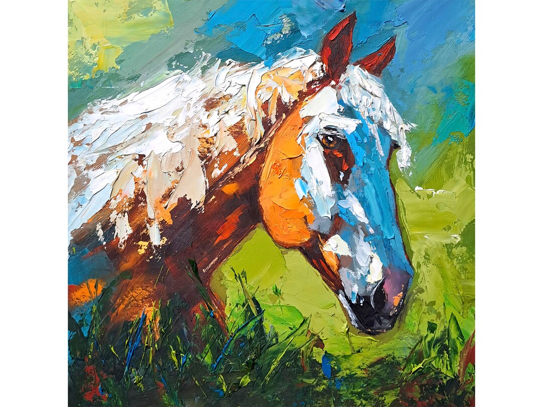 Horse Original Fine Art Painting Ranch Animals Painting Farm Animal Oil ...