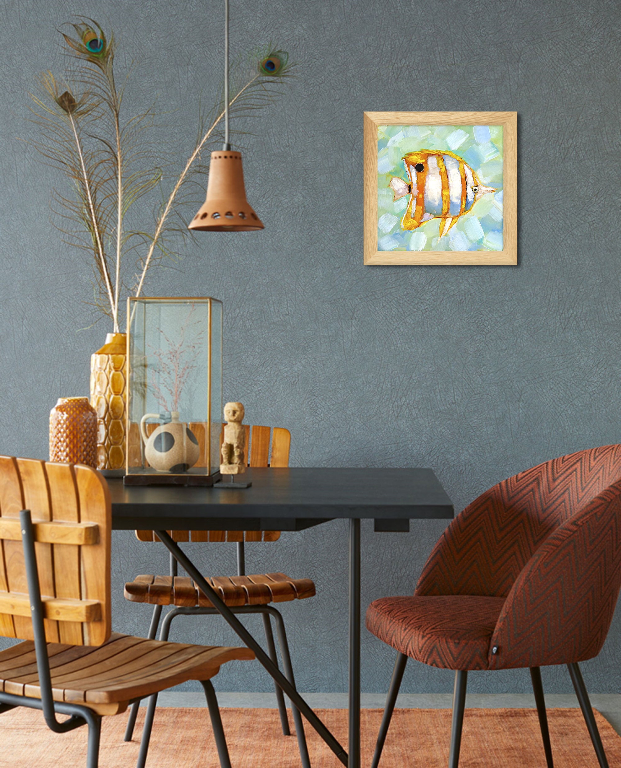 Angelfish Oil Painting: Original Fish Art, Colorful Tropical Decor by ...