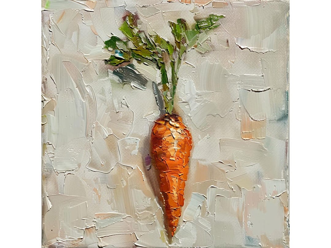 Carrot Painting on Canvas Food Original Fine Canvas Art Vegetables ...
