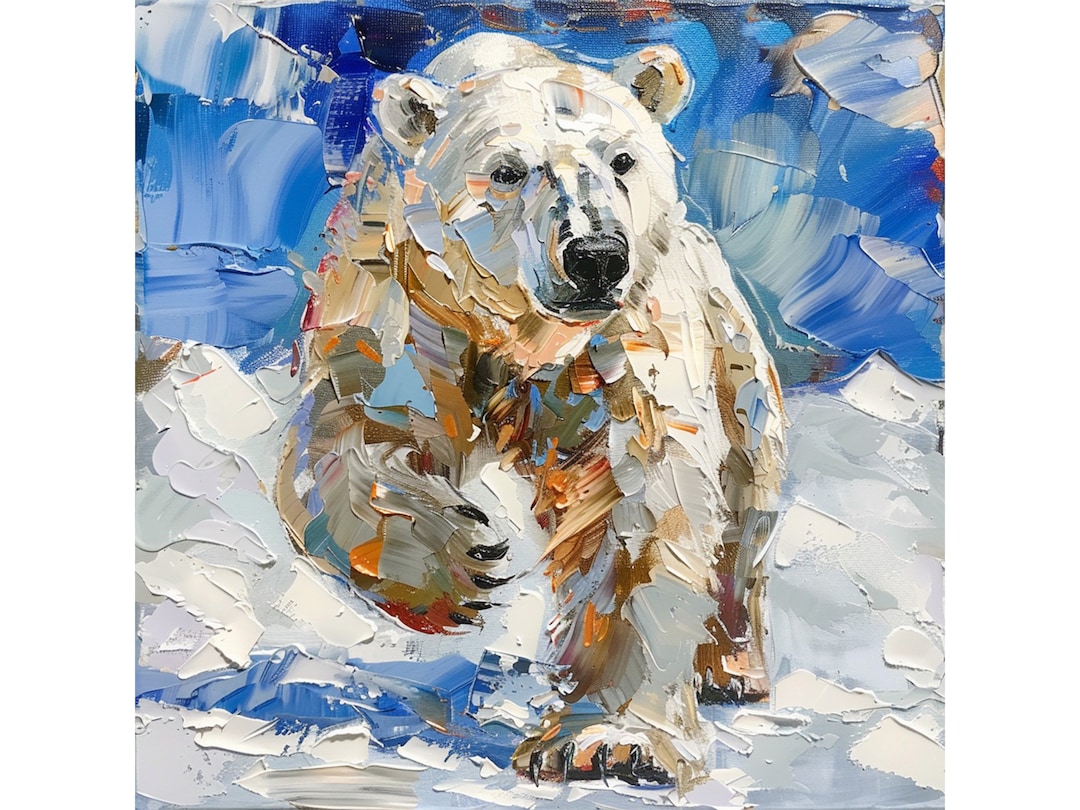 Polar Bear Painting Animals Impasto Original Art Bear Artwork Animals ...