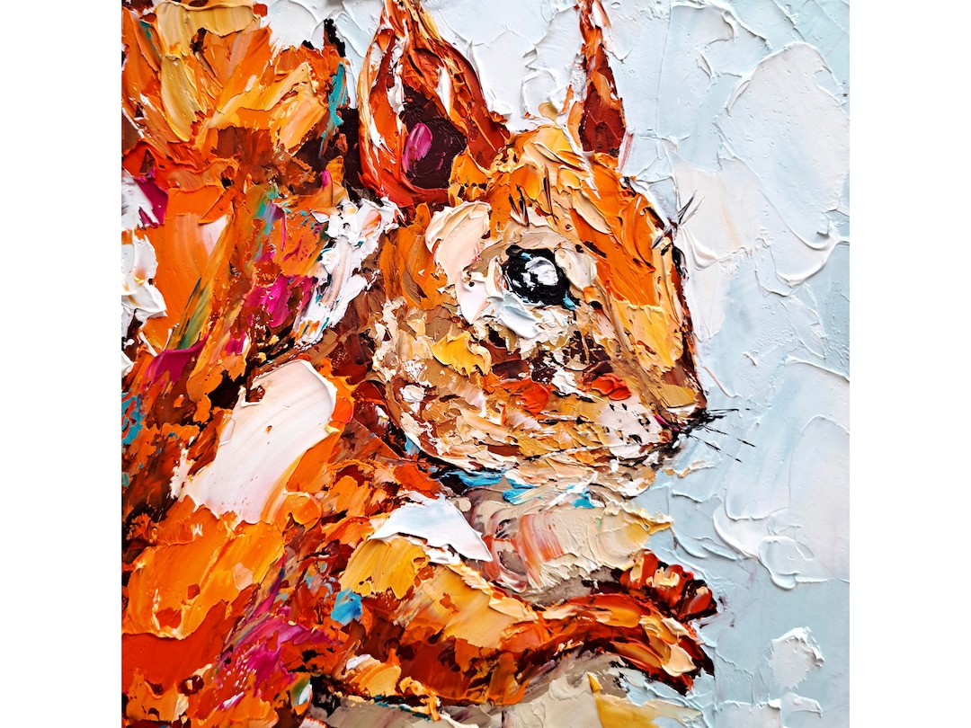 Squirrel Painting Woodland Animals Original Art Pet Portrait Impasto ...