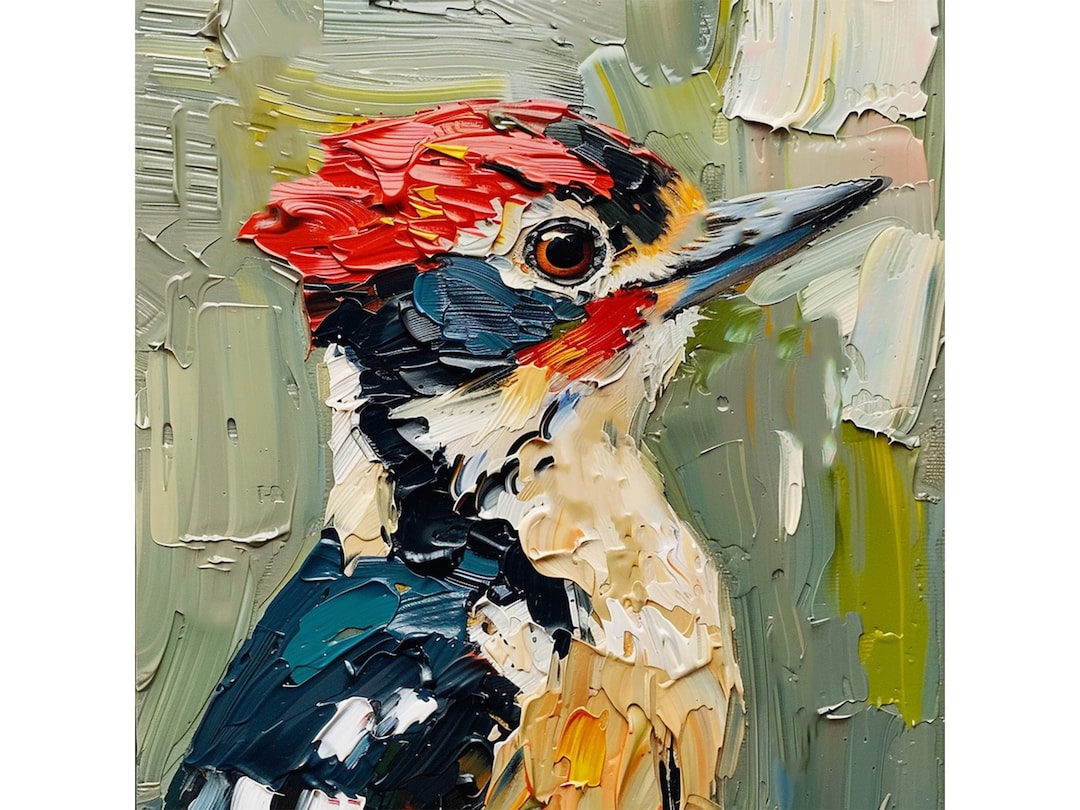 Woodpecker Original Painting Animals Art Wall Decor for Bird Lovers ...