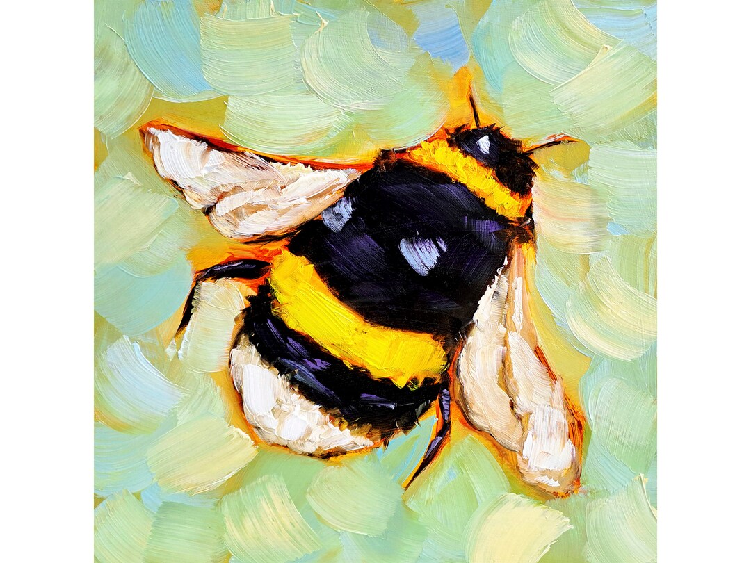 Bee Oil Painting Honeybee Artwork Insect Wall Art Original Kitchen ...