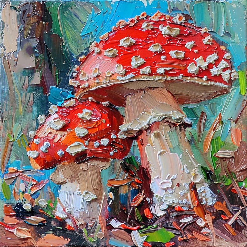 Mushroom Oil Painting - Etsy