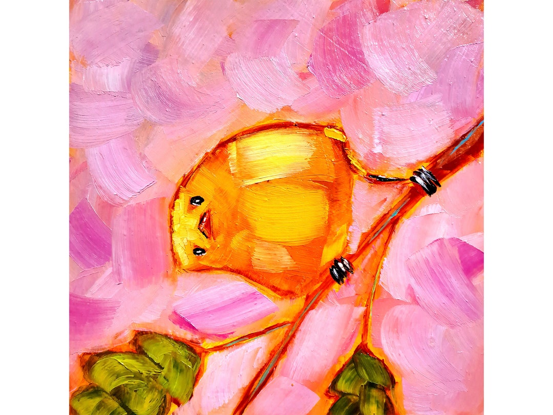 Canary Painting: Original Oil Art, Bird Portrait (10x10) - Etsy