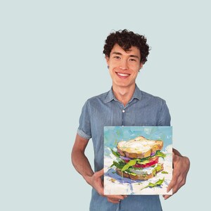Sandwich Oil Painting Impasto Art Colorful Food Wall Decor Kitchen Art ...