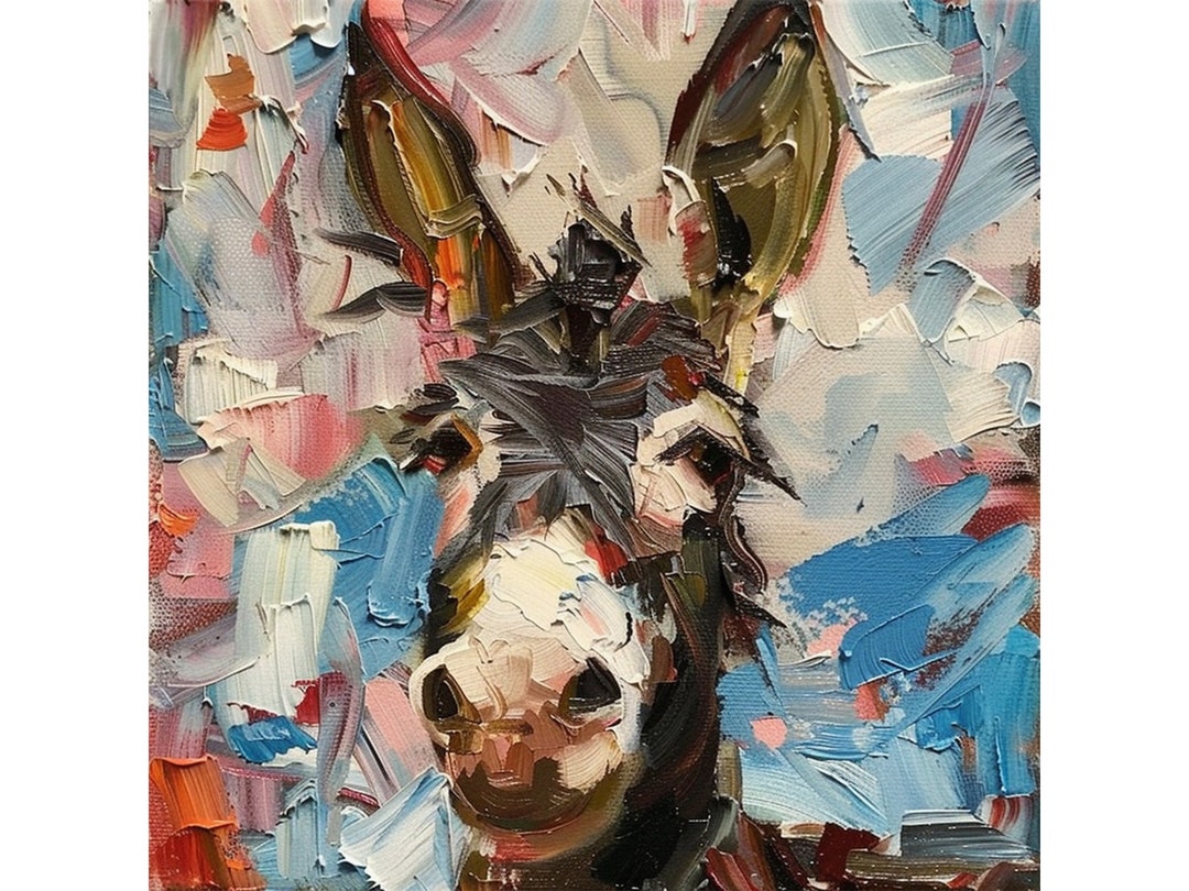 Donkey Painting on Canvas Animal Portrait Original Art Farm Animals ...