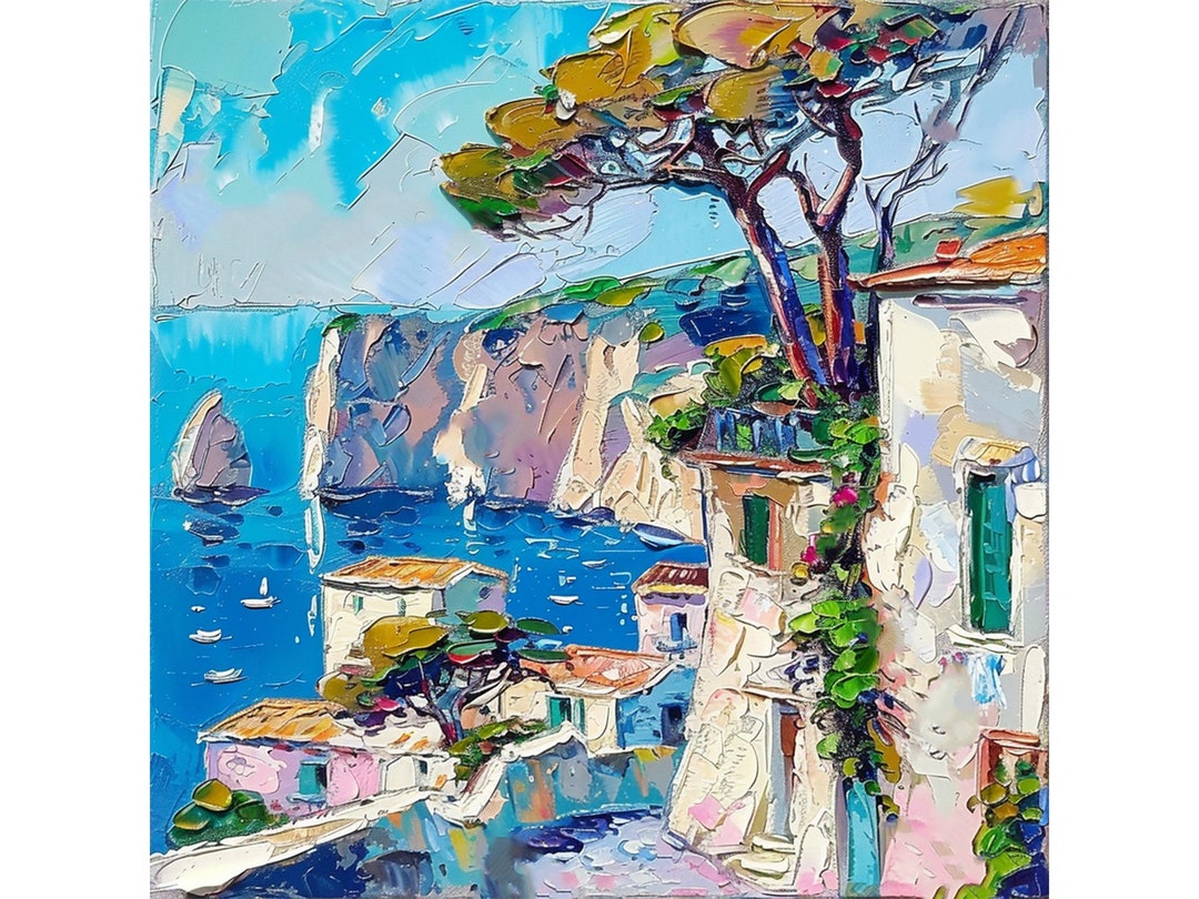 Tropea Oil Painting Calabria Original Art Italian Seascape Impasto ...