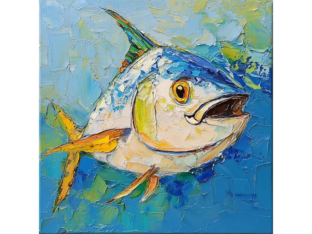 Tuna Fish Painting on Canvas Fish Original Canvas Fine Art Underwater ...