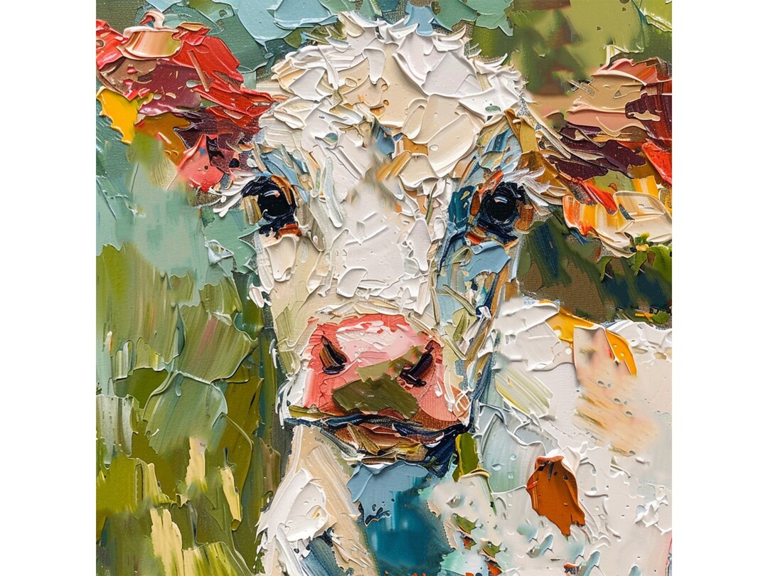 Calf Impasto Oil Painting Cow Portrait Original Fine Art Farm Animals ...